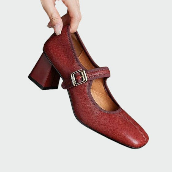 Olivia™ | Block-Heel Buckle Mary Jane Shoes – Liora Castelli